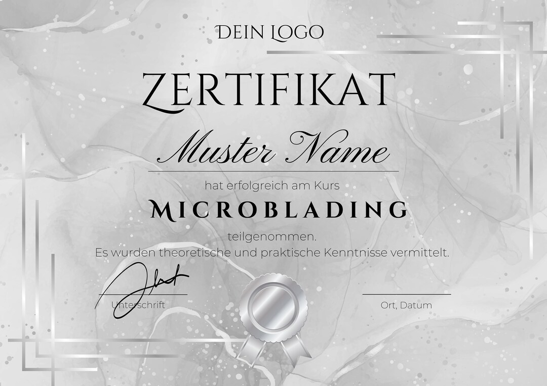 Microblading Certificate for Download - Etsy