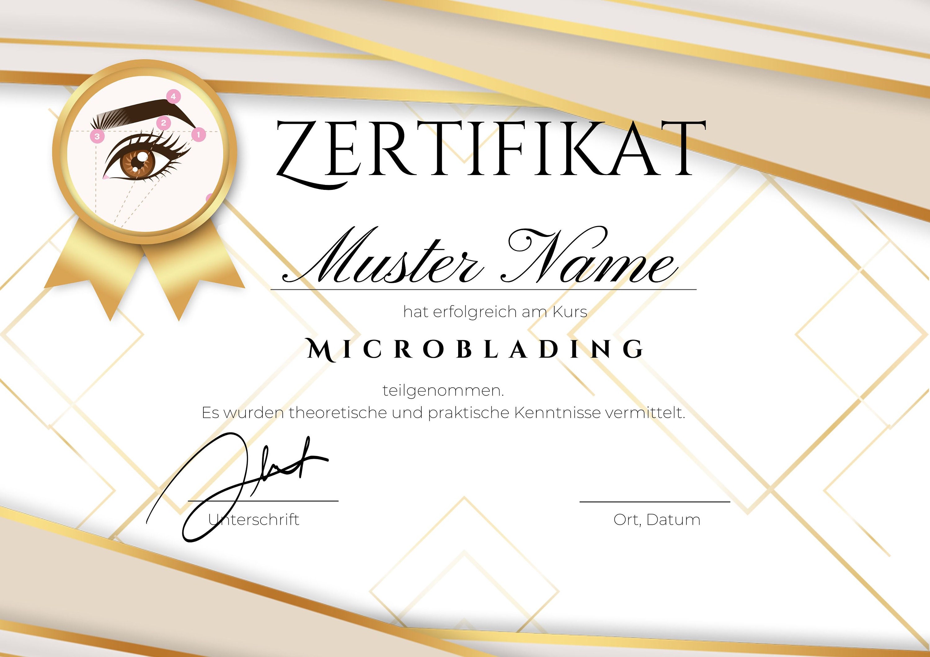 Microblading Certificate for Download - Etsy