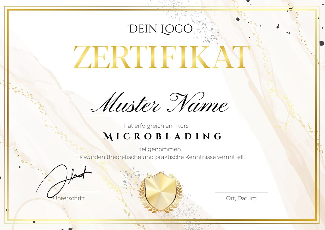 Microblading Certificate for Download - Etsy