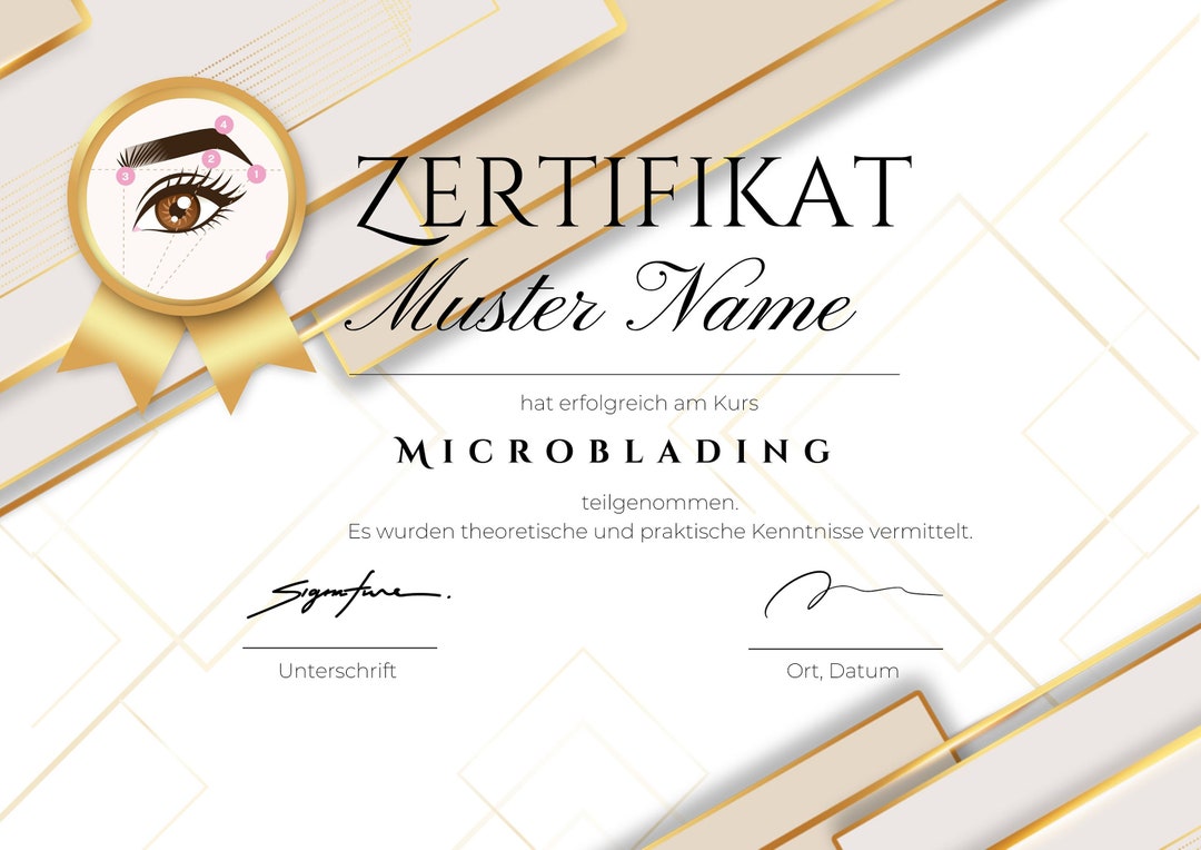 Microblading Certificate for Download - Etsy