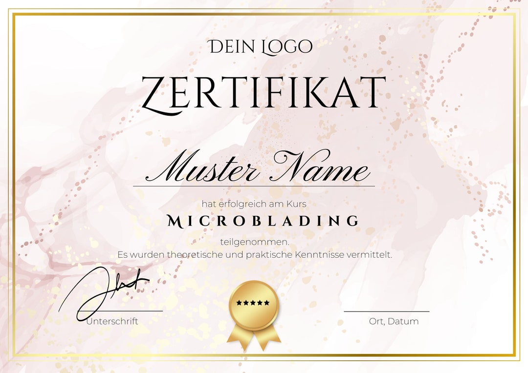 Microblading Certificate for Download - Etsy