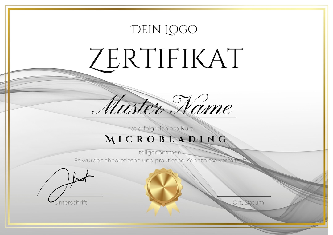 Microblading Certificate for Download - Etsy