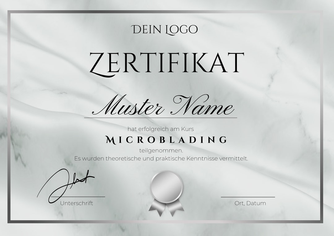 Microblading Certificate for Download - Etsy