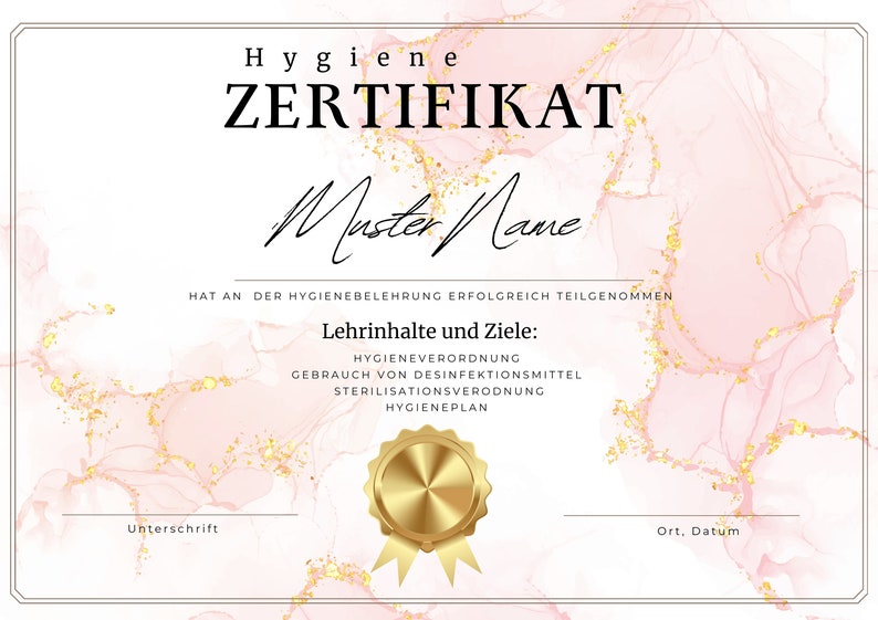 Hygiene Certificate for Download - Etsy