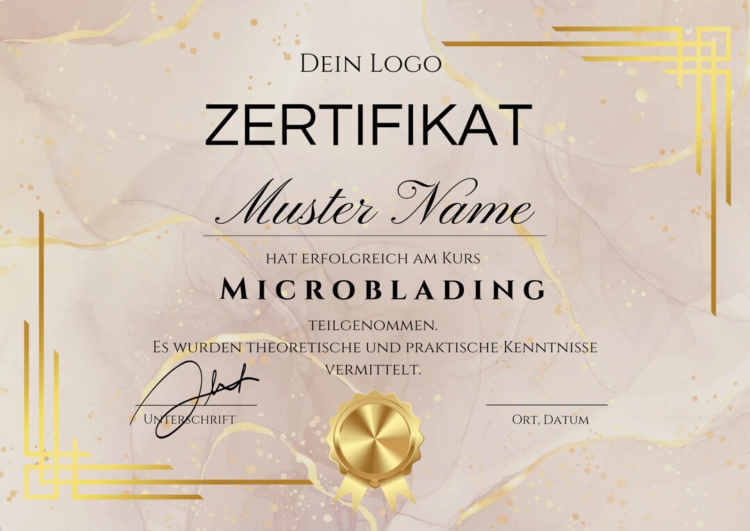 Microblading Certificate for Download - Etsy