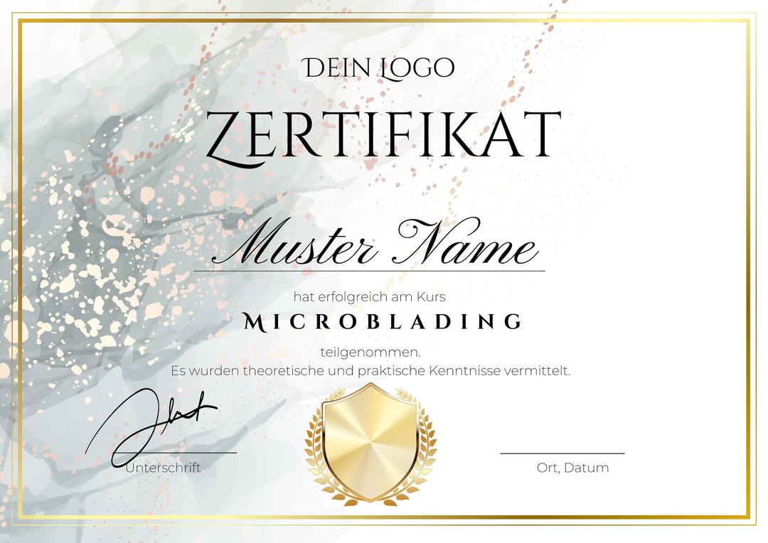 Microblading Certificate for Download - Etsy