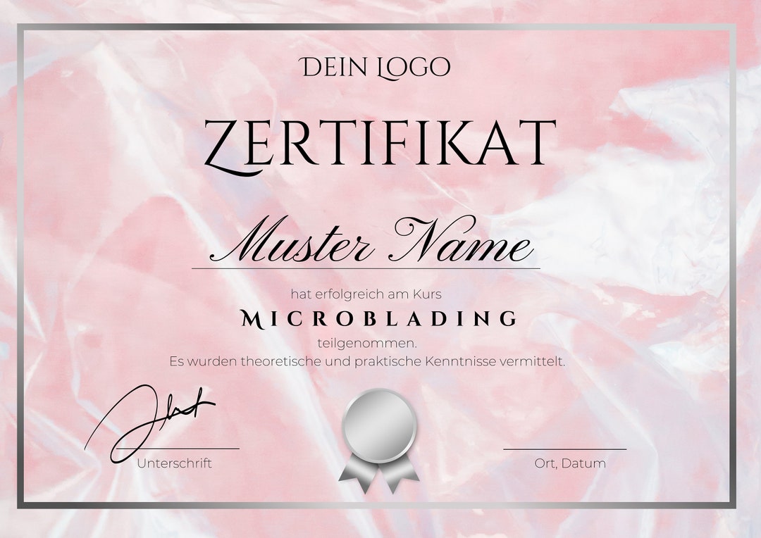 Microblading Certificate for Download - Etsy