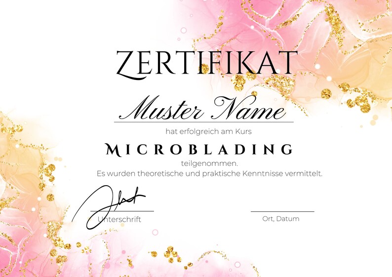 Microblading Certificate for Download - Etsy