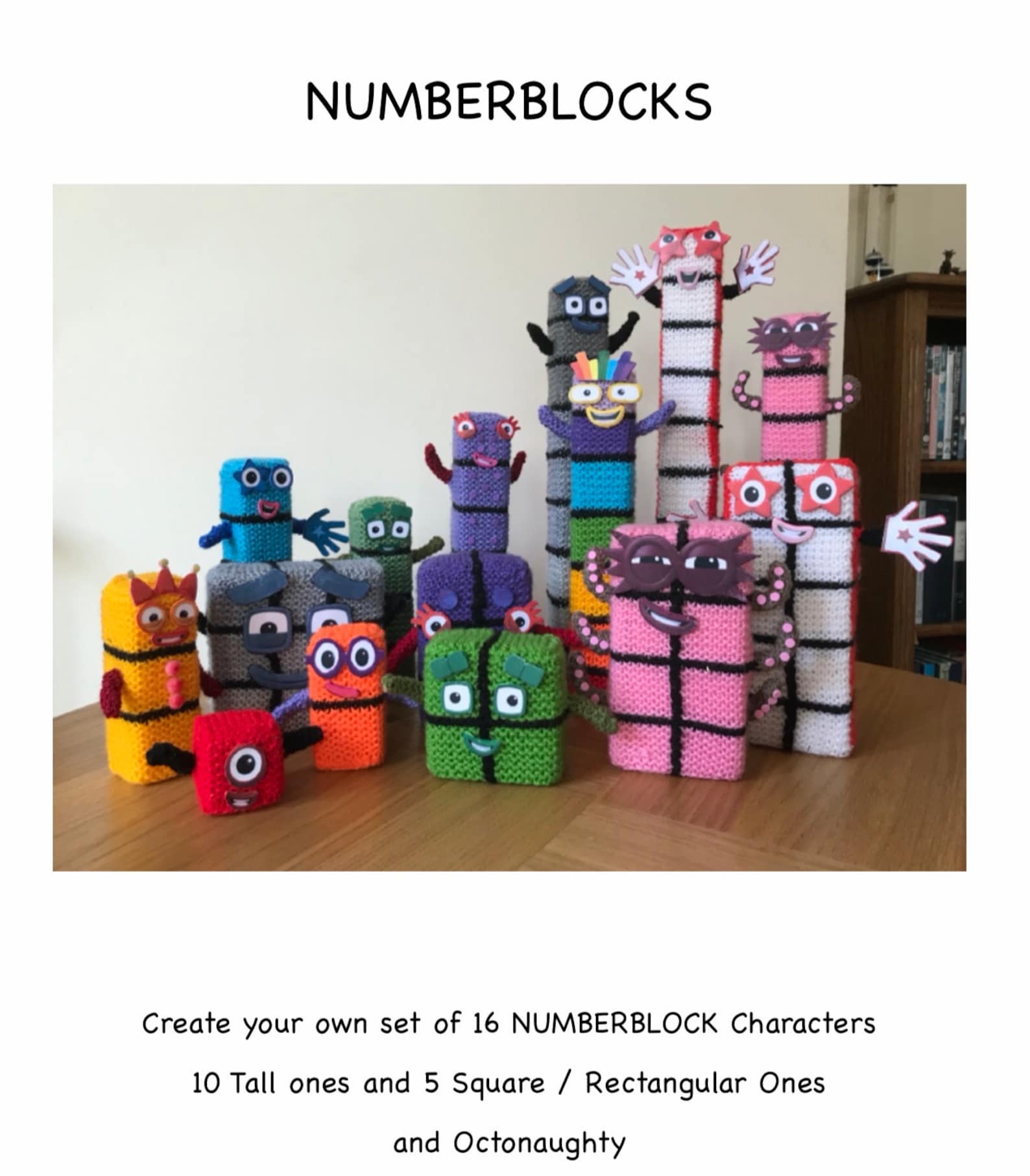 NUMBERBLOCKS Knitting Pattern. 16 Characters on Wood. PDF Download. - Etsy