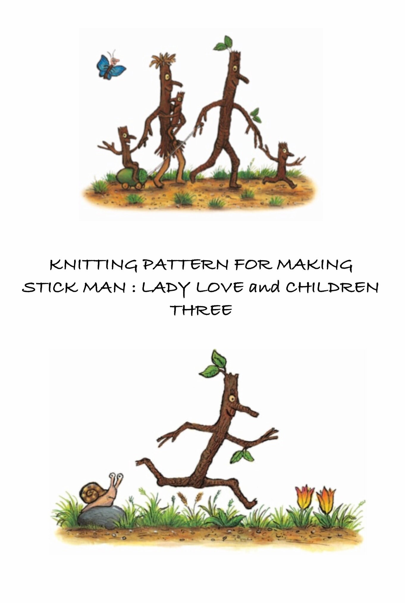 STICKMAN FAMILY Knitting PATTERN. Stick Man. Lady Love and Children ...