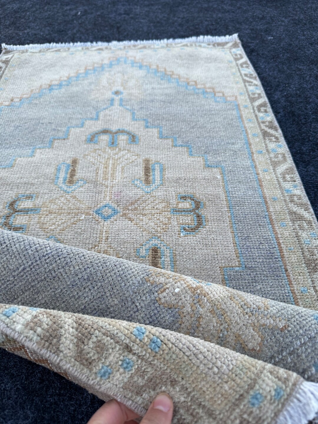 Turkish Door Mat, 2x3 Vintage Rug, Small Oushak Runner, Neutral Bath ...