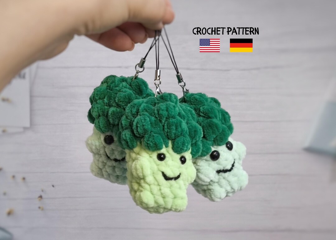 Crochet Keychain Broccoli Amigurumi Pattern NO SEW Digital Download ...