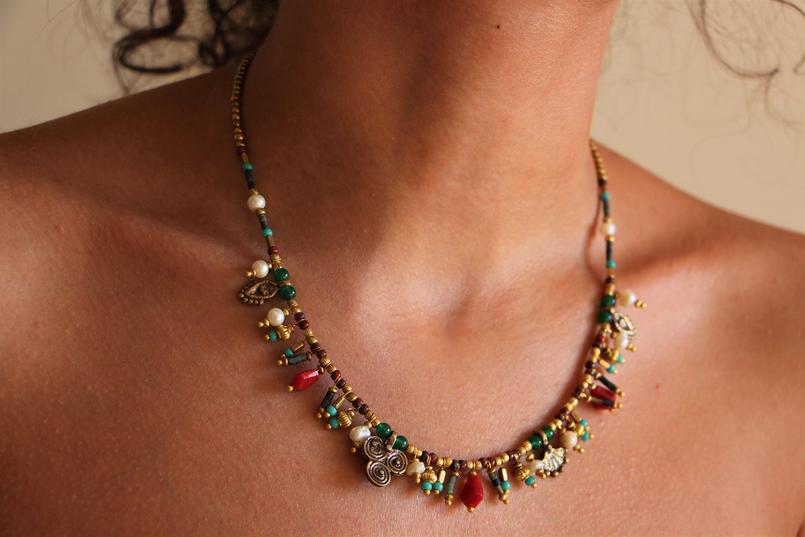 Turkish Ethnic Beaded Necklace for Women Persian Handmade - Etsy