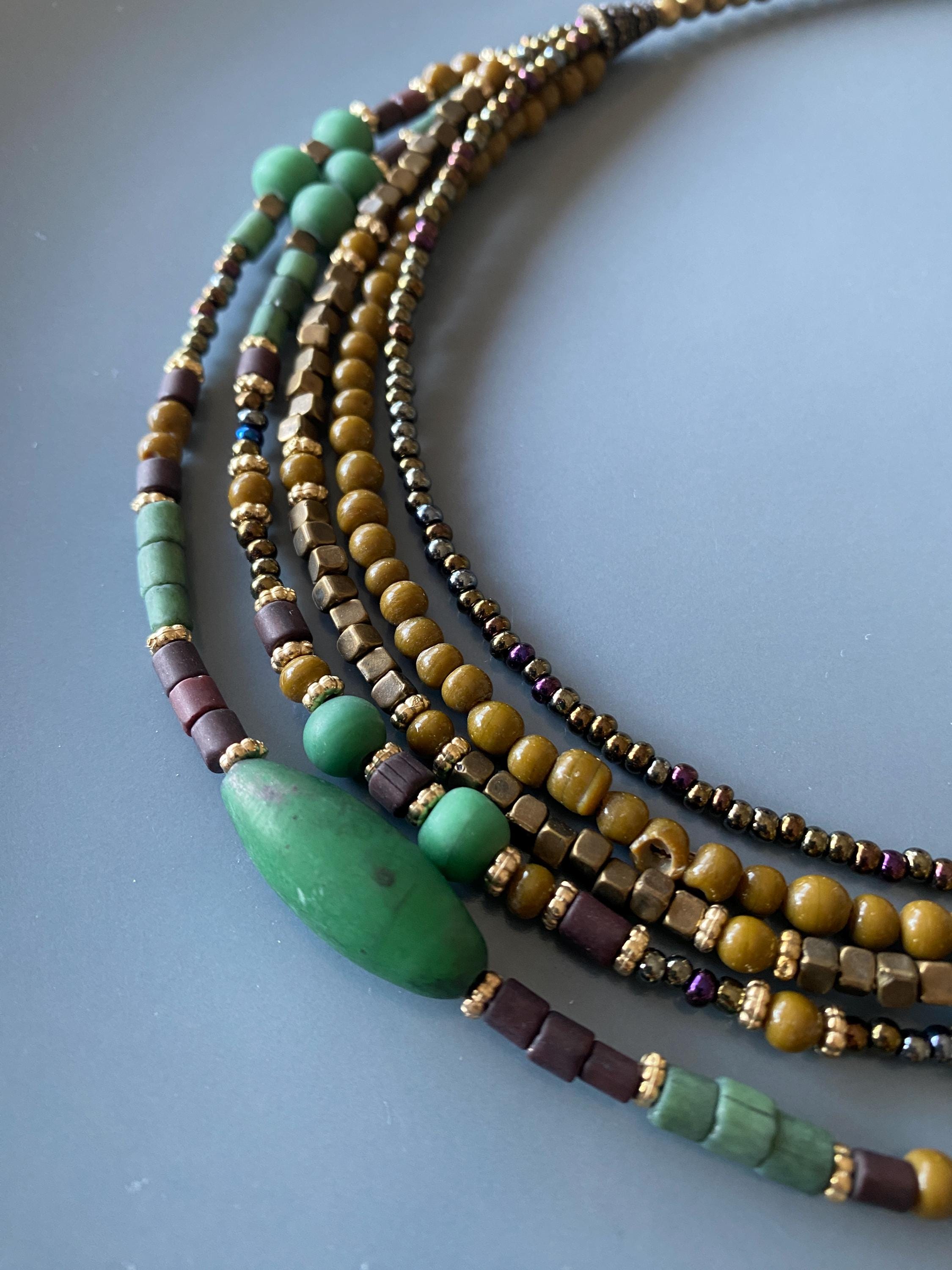 Layered Boho Beaded Necklace Set – Multi Strand Tribal Jewelry, Mix ...
