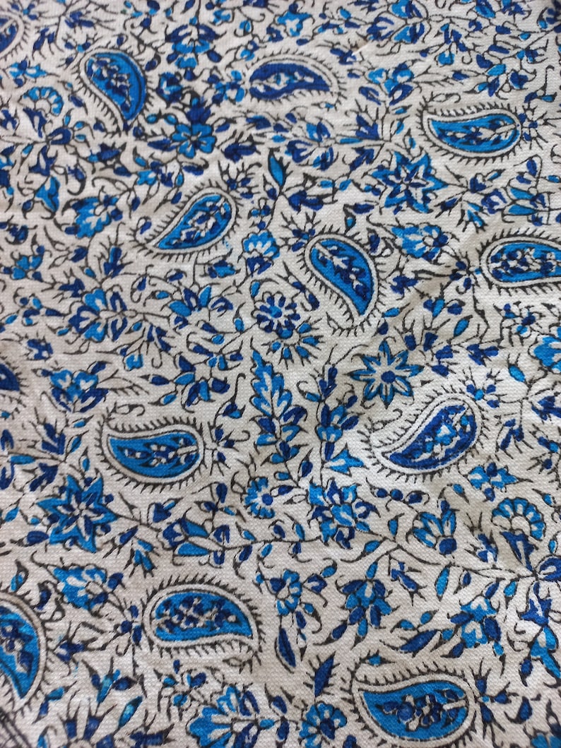 Persian Ghalamkar Tablecloth – Blue Termeh Floral Sofreh – Hand Printed ...