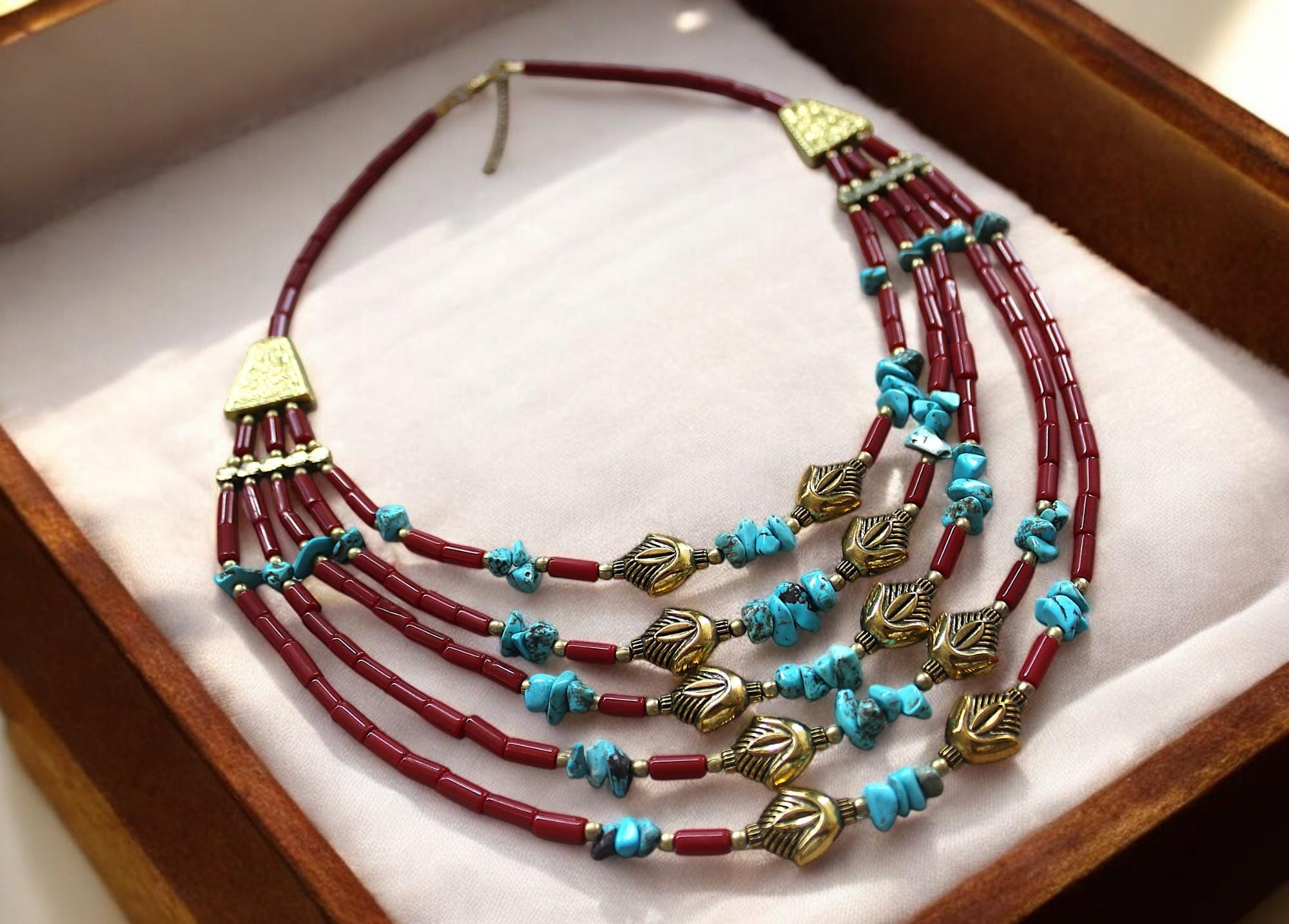 Boho Statement Necklace | Multi-strand Beaded Jewelry With Turquoise ...