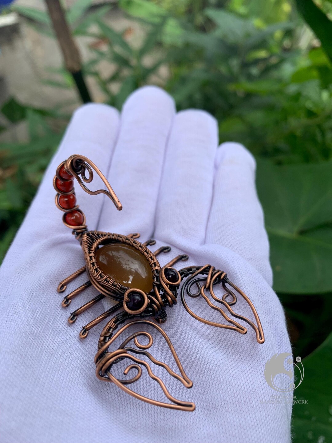 Handmade Copper Scorpion Pendant Wire Wrapped Carnelian Jewelry ...