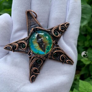 Wire Wrapped Star Pendant – Handmade Copper Eye Pendant With Resin ...