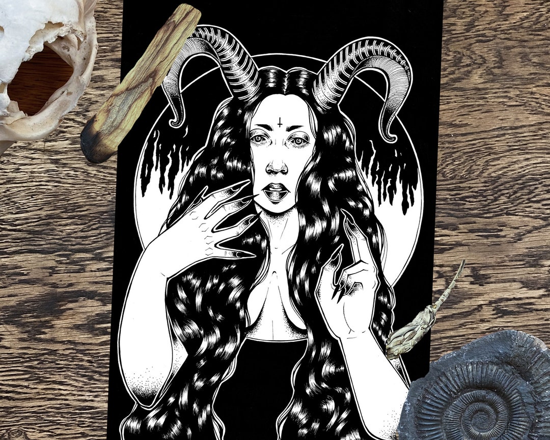 Lilith A4 Art Print - Occult Gothic Alternative Wall Art Poster - Black and White - Etsy
