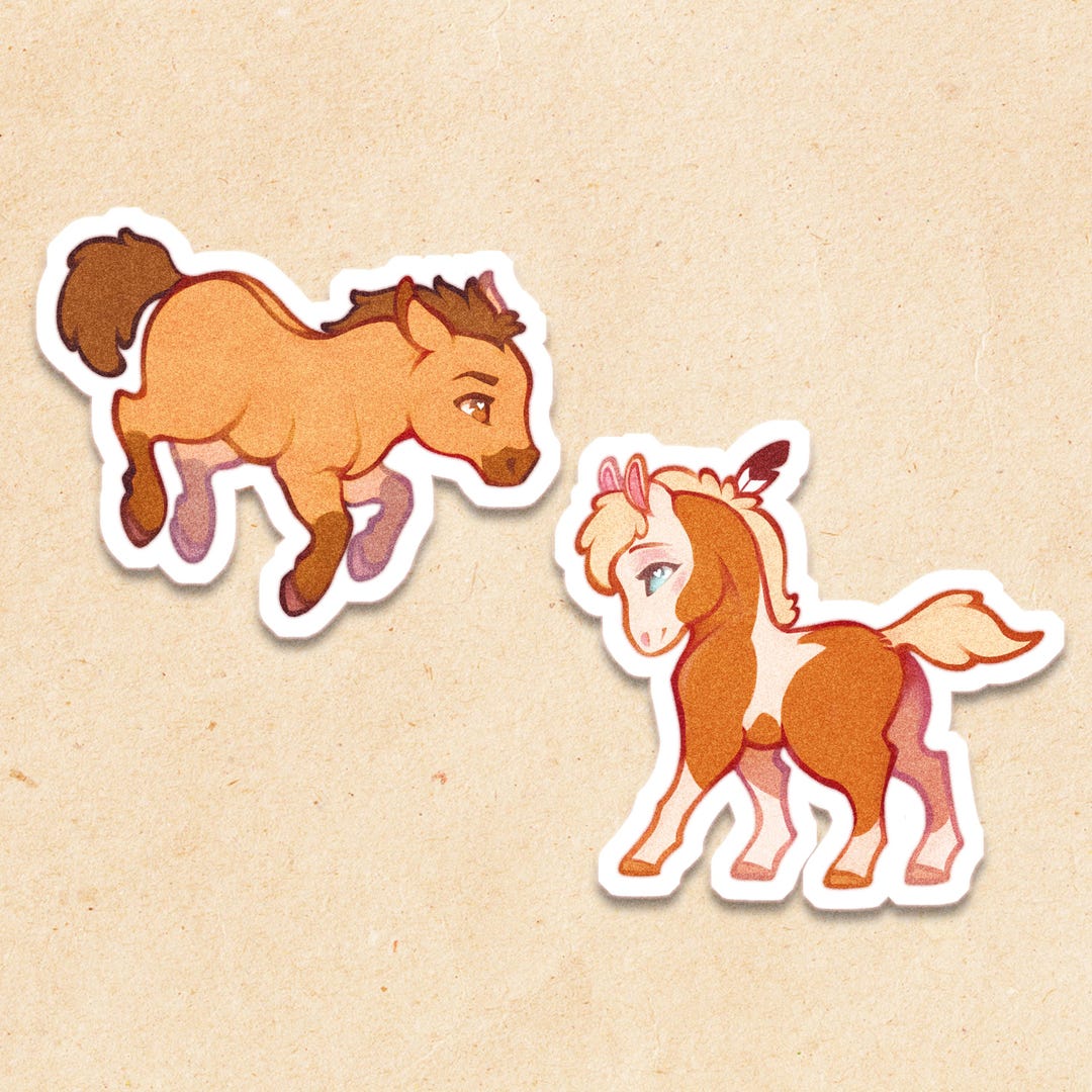 Spirit & Rain Chibi Stickers: Stallion of the Cimarron Fan Art - Etsy
