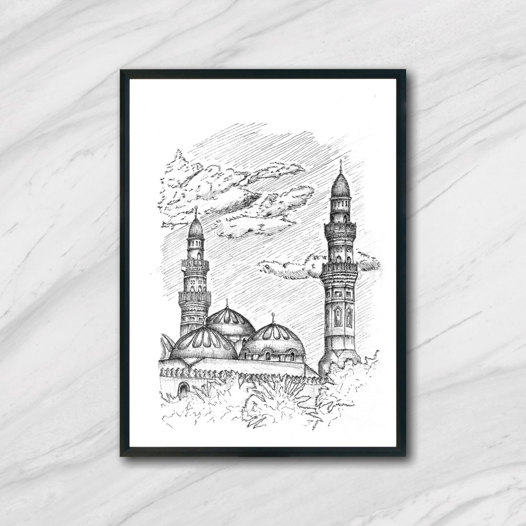 Masjid Quba Wall Art Print, Islamic Wall Poster for Muslims, Mosque Eid ...