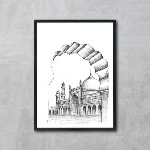 Badshahi Mosque Lahore Wall Poster Pakistan Masjid Wall Art - Etsy