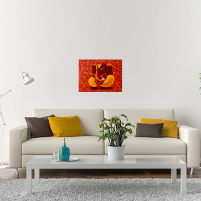 Lord Ganesha Painting, Original Ganesha Painting on Canvas, Ganeaha ...