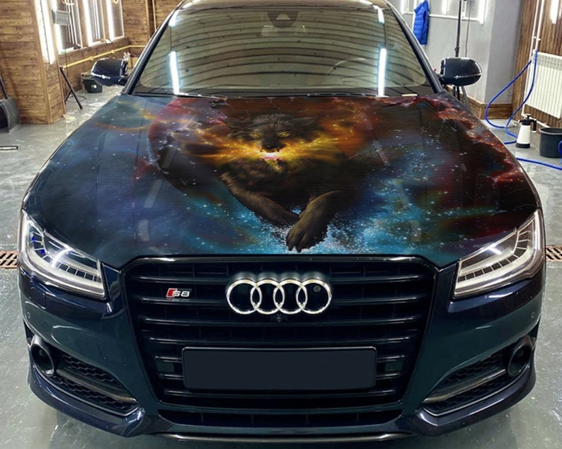 Abstarct Wolf Car Hood Wrap Self Adhesive Vinyl Sticker Full Etsy