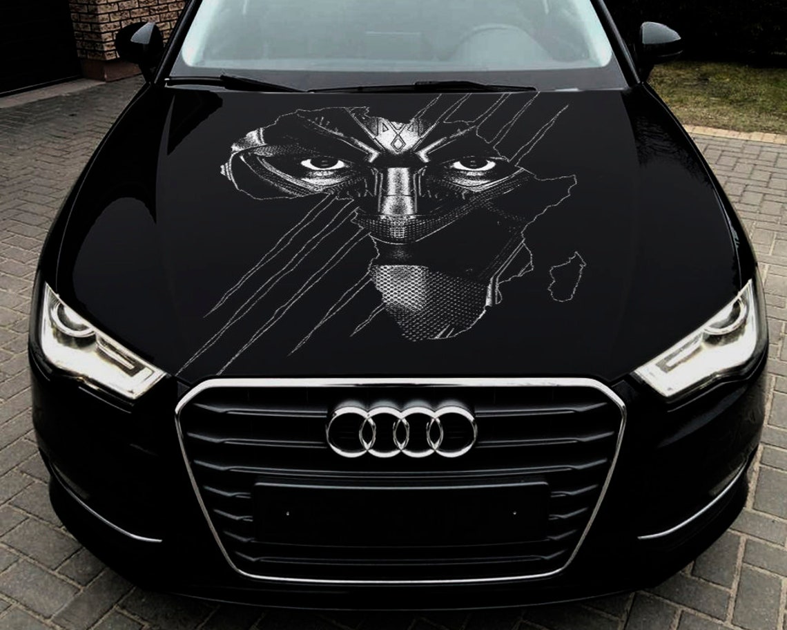 Black Panther Face Car Hood Wrap Self Adhesive Vinyl Sticker Etsy