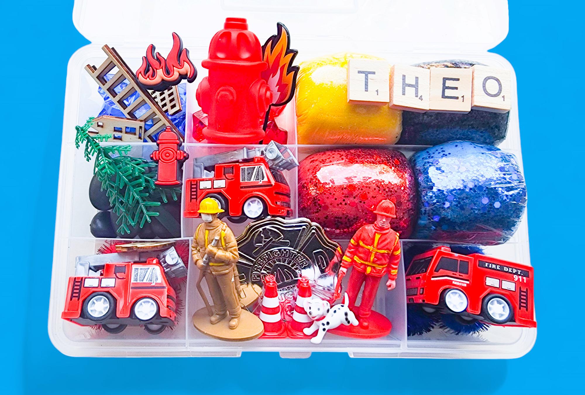 Fireman Playdough Kit, Firetruck Sensory Bin, Toddler Easter Gift ...