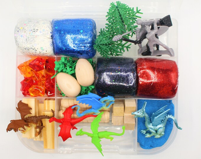 Dragon Playdough Kit, Dragon Sensory Bin, Sensory Kit, Kids Activity ...