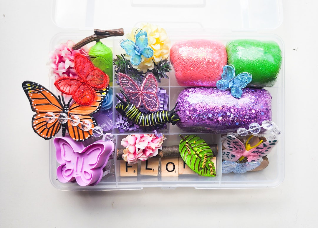 Butterfly Garden Playdough Kit, Butterfly Lifecycle Sensory Bin, Kid ...