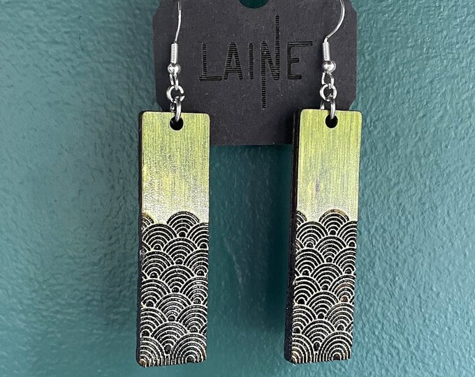 Japanese Pattern Earrings / Green Wagara Pattern / Korean Earrings ...