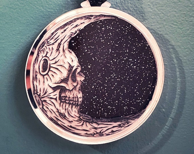 Skull Moon Ornament / Goth Ornament / Skull Ornament / Glitter - Etsy