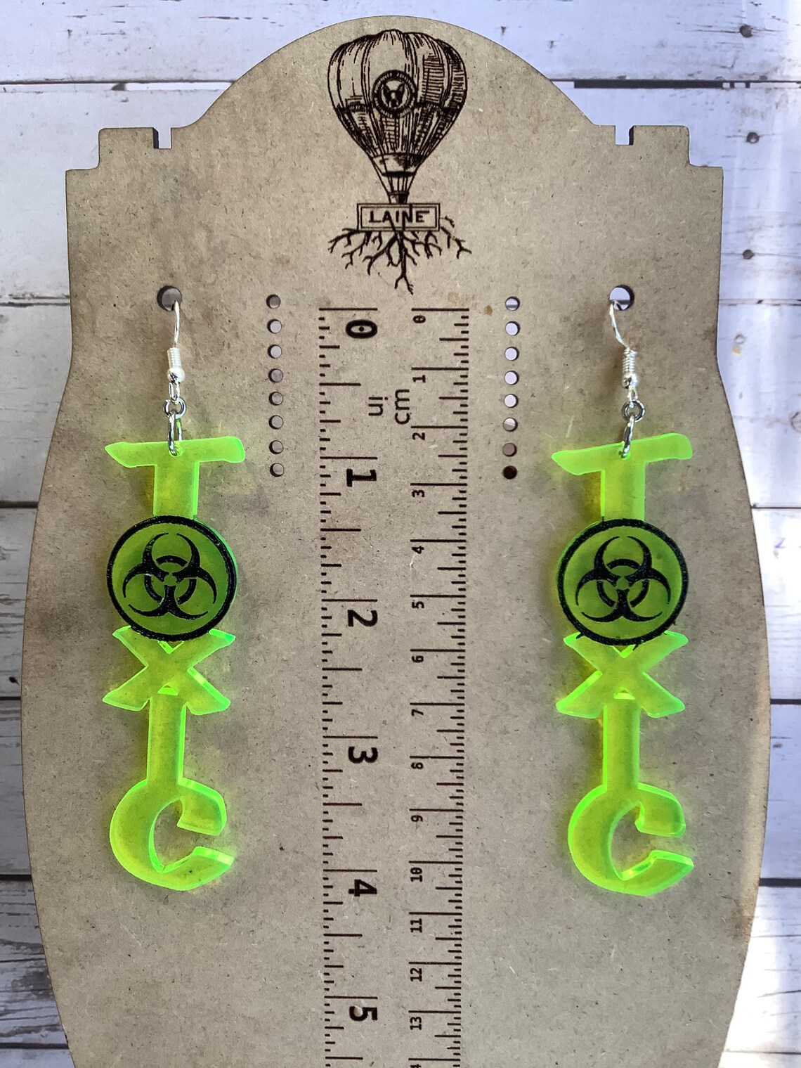 Acrylic Toxic Biohazard Earrings / Black Light Reactive / | Etsy