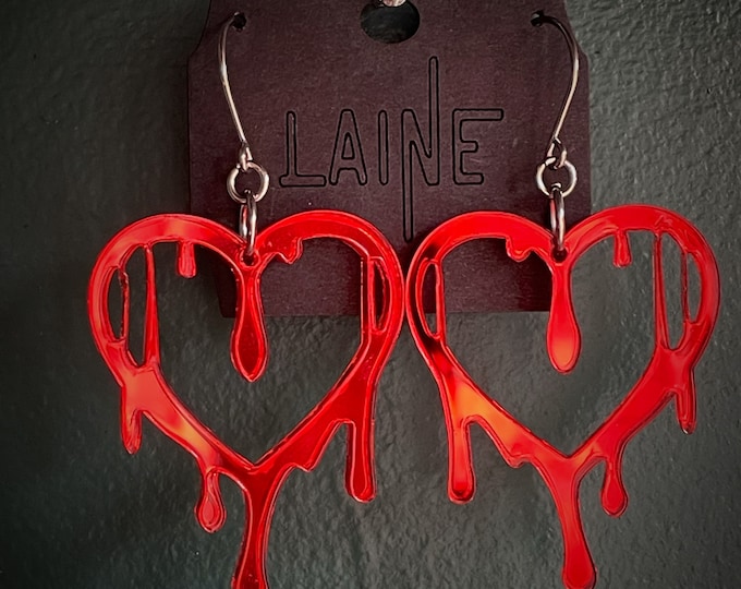 Bloody Heart Earrings / Bleeding Heart / Valentines Earrings / Red ...