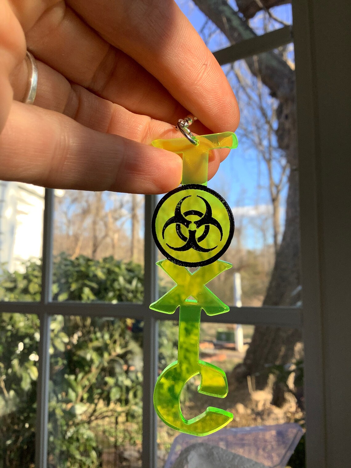 Acrylic Toxic Biohazard Earrings / Black Light Reactive / | Etsy