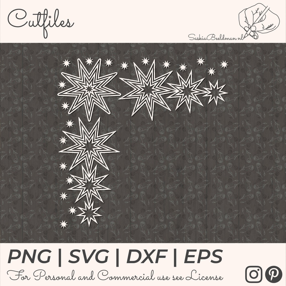 Corner Stars SVG Cut File, Corner Stars SVG File, Christmas Corner ...