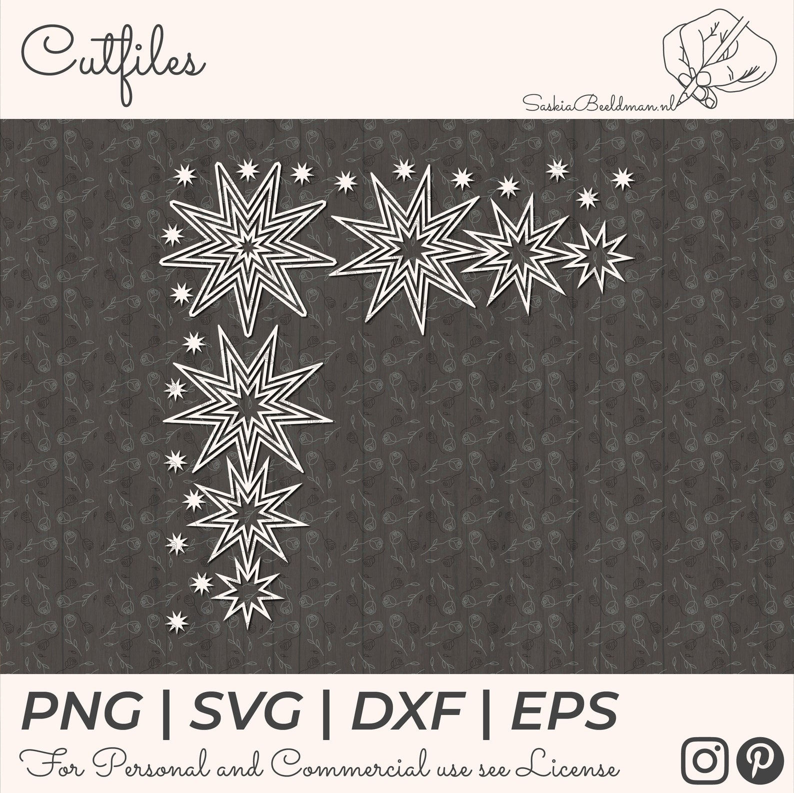 Corner Stars SVG Cut File, Corner Stars SVG File, Christmas Corner ...