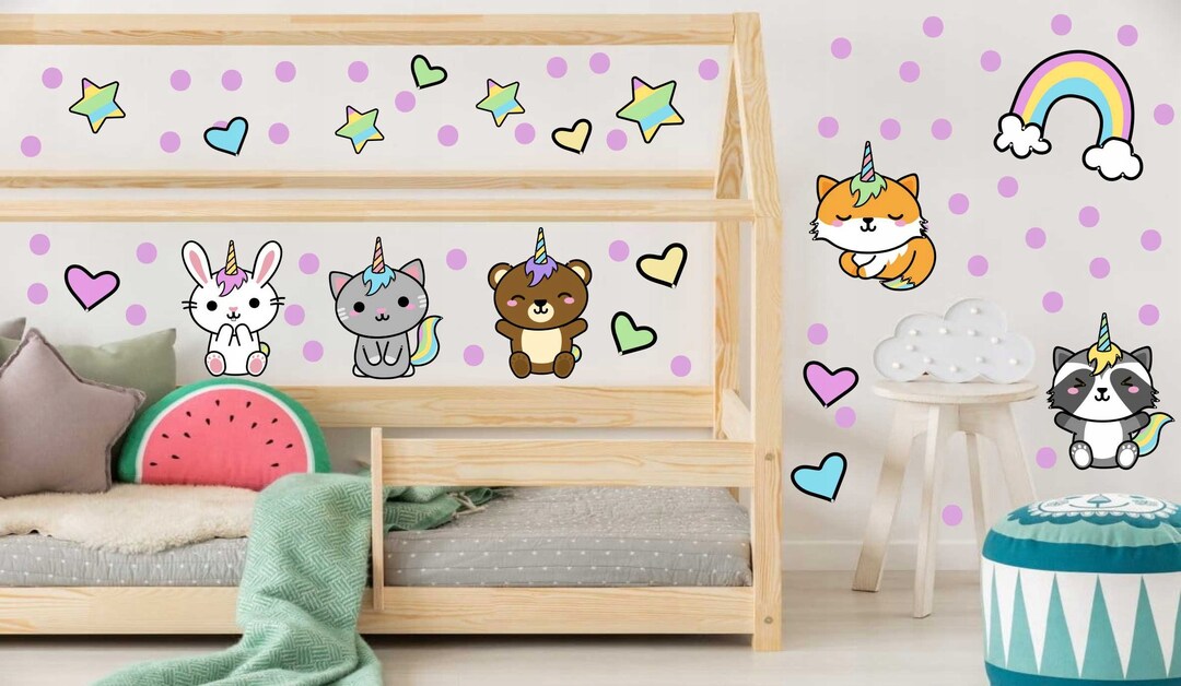 Wall Stickers Sweeteners Kitten Pony Unicorn - Etsy