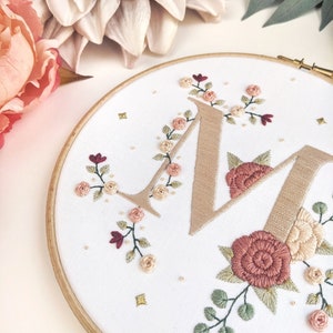 Personalized Boho Monogram Floral Embroidery Kit: Custom Decor, 7" Hoop ...