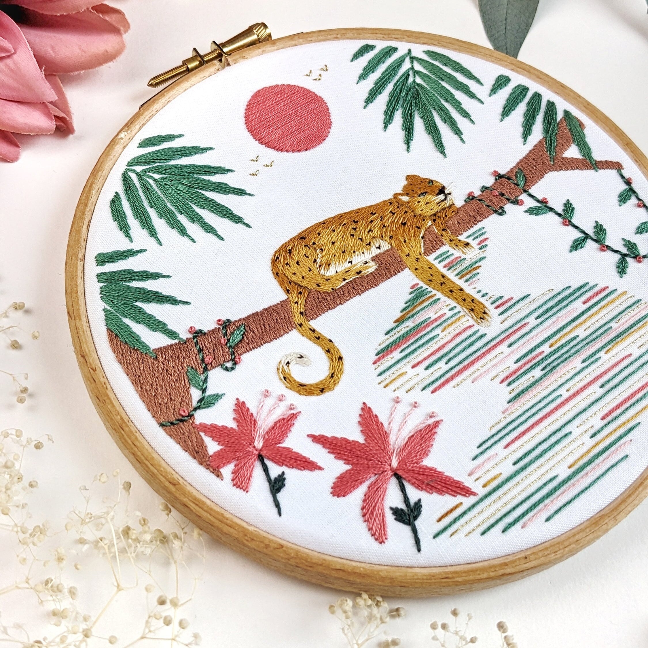 Lazy Leopard Embroidery Kit: DIY Jungle Animal Wall Art - Etsy