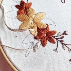 Autumn Heart Embroidery Kit • 7" Hoop • Fall Floral Love & Nature Theme ...