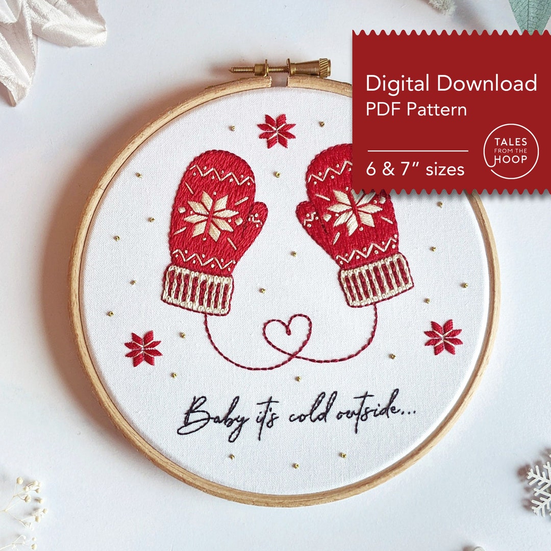 Cosy Mittens Embroidery Pattern Digital PDF Download Autumn, Winter ...