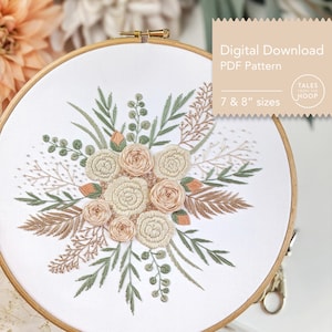 Boho Bouquet Embroidery Pattern • Digital PDF Download • Wildflower ...