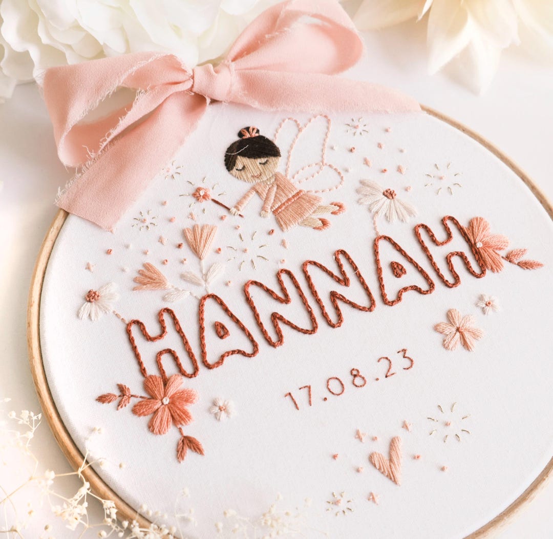 Personalized Flower Fairy Embroidery Kit: Custom Name Nursery Decor - Etsy
