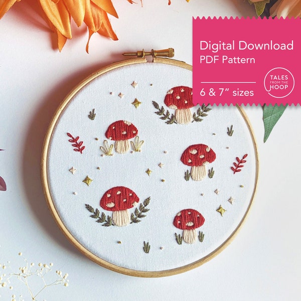 Mushroom Embroidery Pattern - Etsy