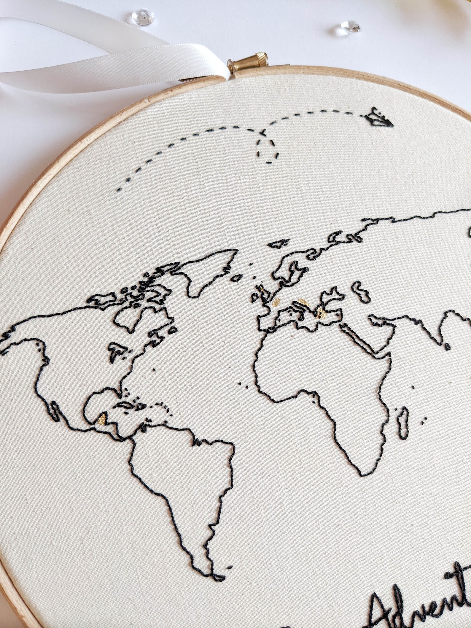 Travel Map Embroidery Pattern: Customizable World Map (PDF Digital ...