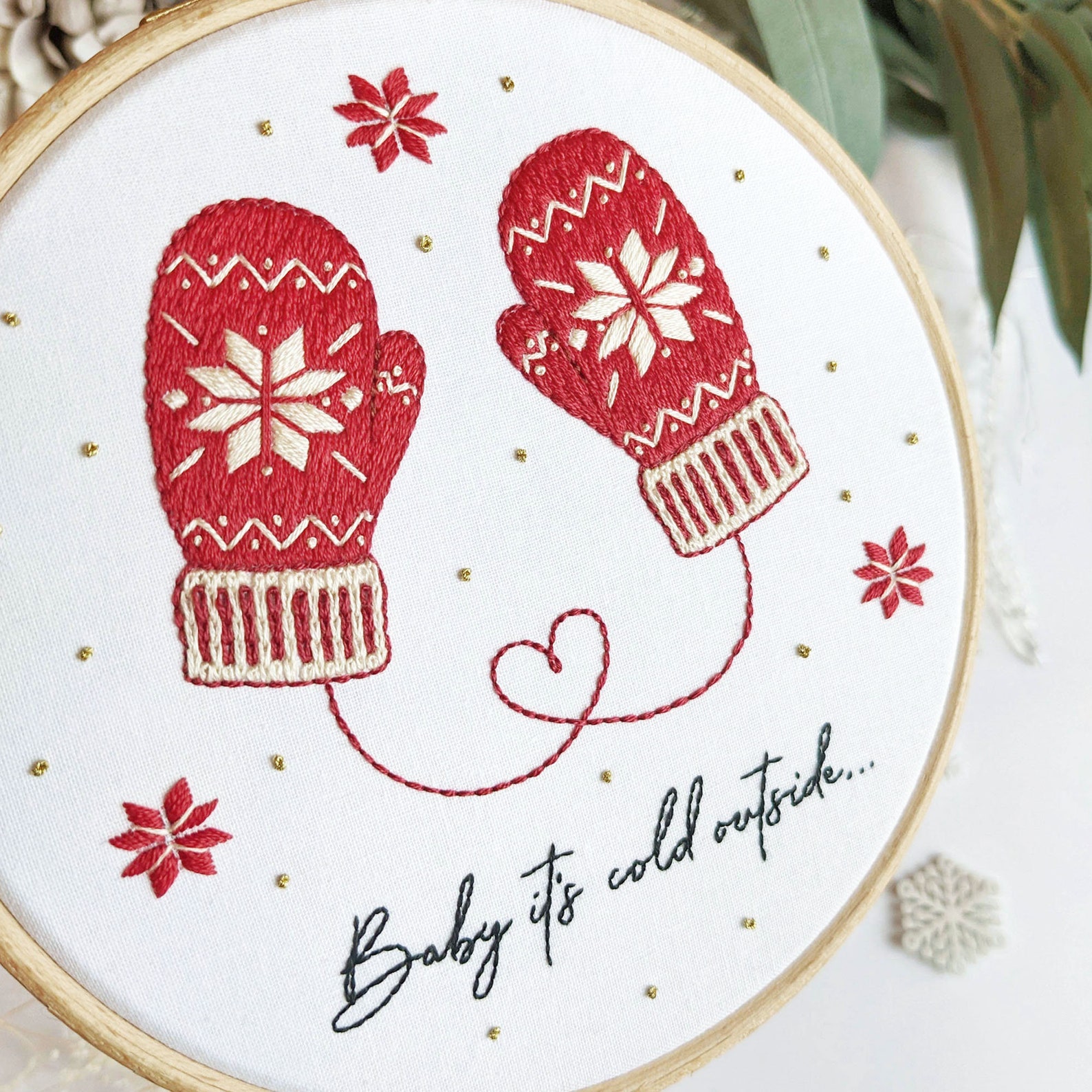 Cosy Mittens Embroidery Pattern Digital PDF Download Autumn, Winter ...