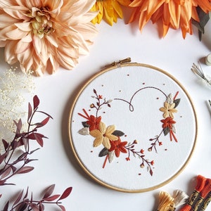 Autumn Heart Embroidery Pattern • Digital PDF Download • Modern Fall ...